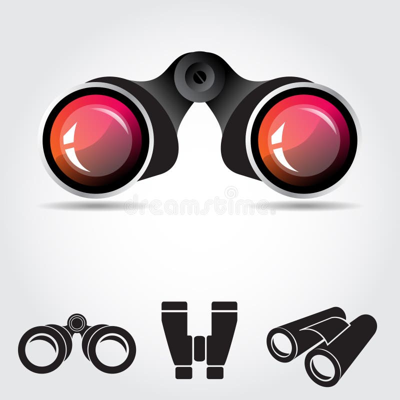 Noir Binoculaire Avec Les Lentilles Rouges Illustration Stock ...