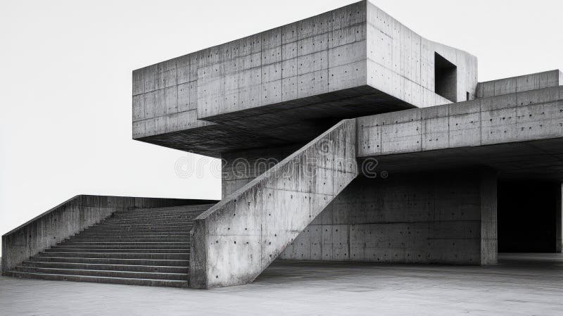 Noir-style Functionalist Urban Landscape with Neo Brutalist ...