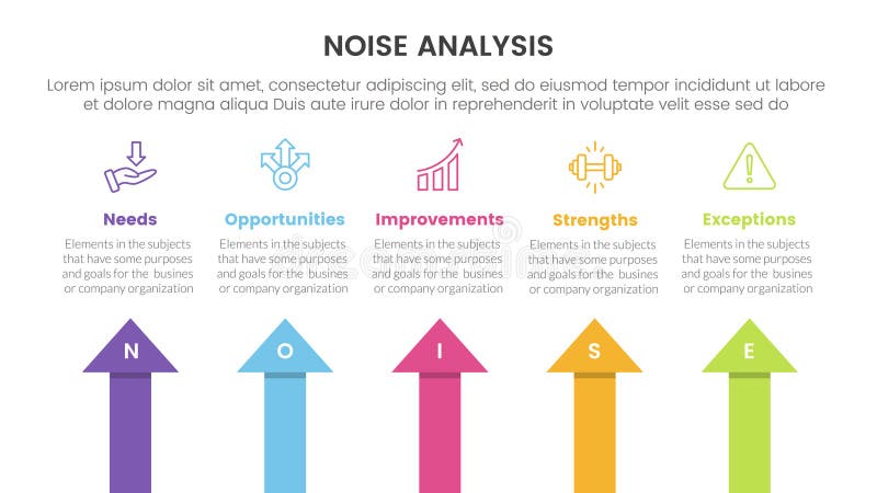 Noise Business Strategic Infographic with Arrow Shape Top Direction ...