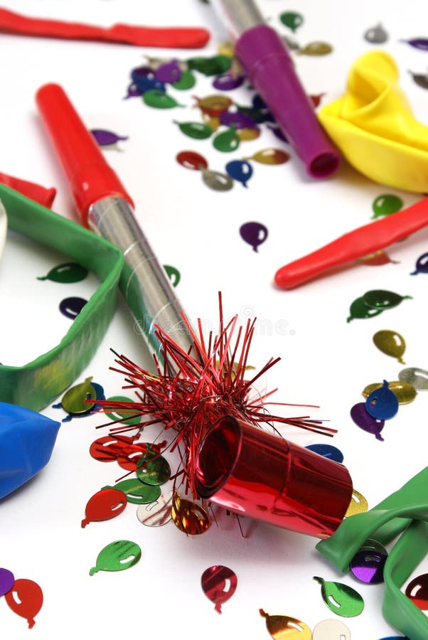 Noisemakers and Confetti stock image. Image of celebrating - 249653