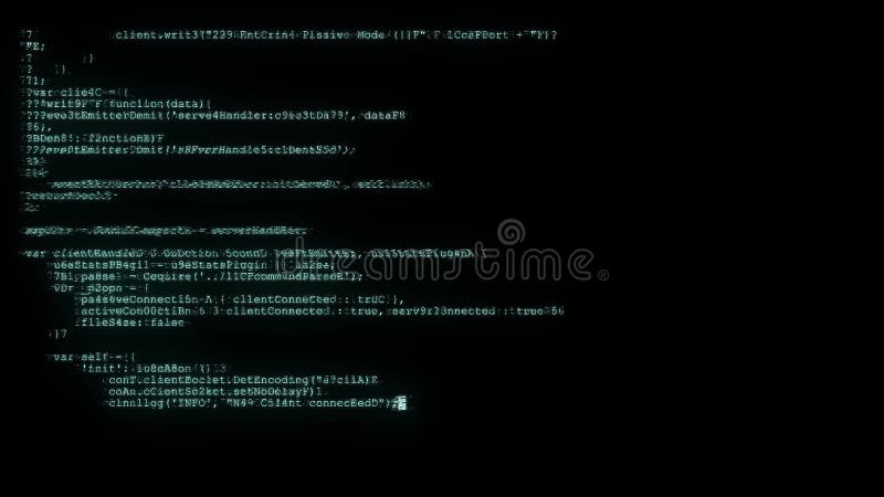 Noisy Distorted Glitched Fast Long Scrolling Programming Security Hacking Code Data Flow Stream ...