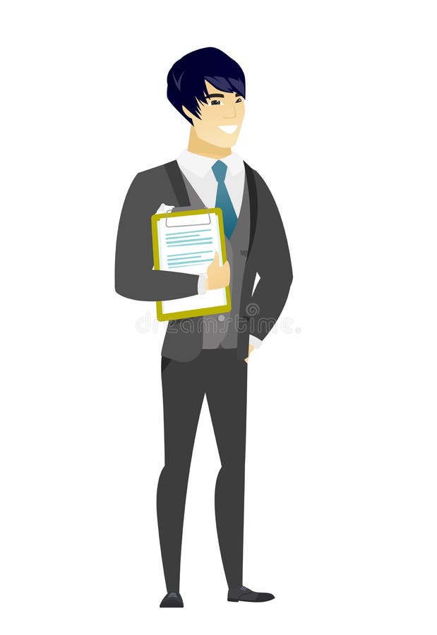 Noivo Que Guarda a Prancheta Com Originais Ilustração do Vetor ...