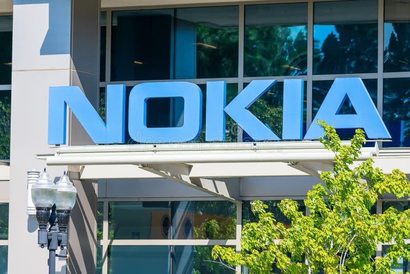 Nokia Sign on a Corporate Campus in Silicon Valley. Nokia is Finnish ...