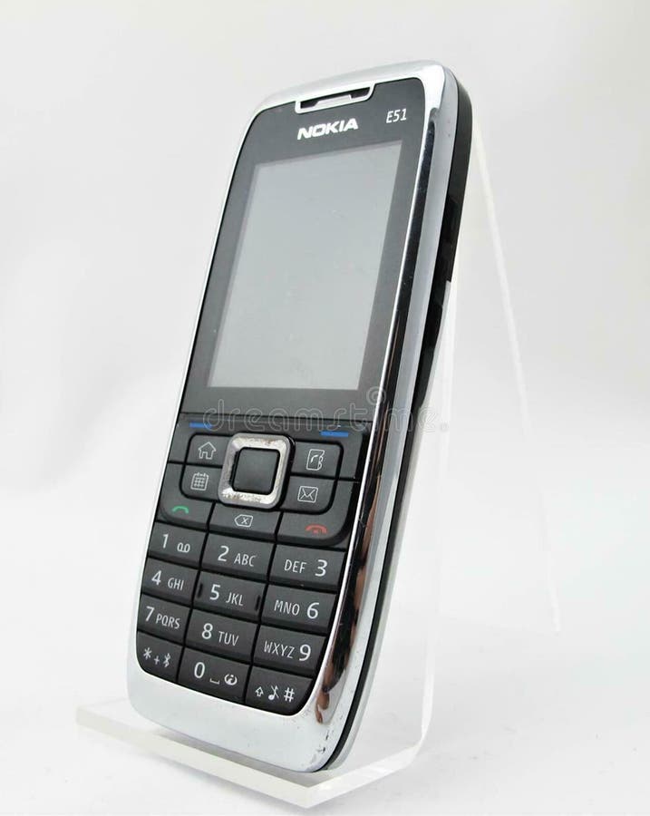 Nokia E51 Mobile Phone Standing on Transparent Stand Editorial Stock ...