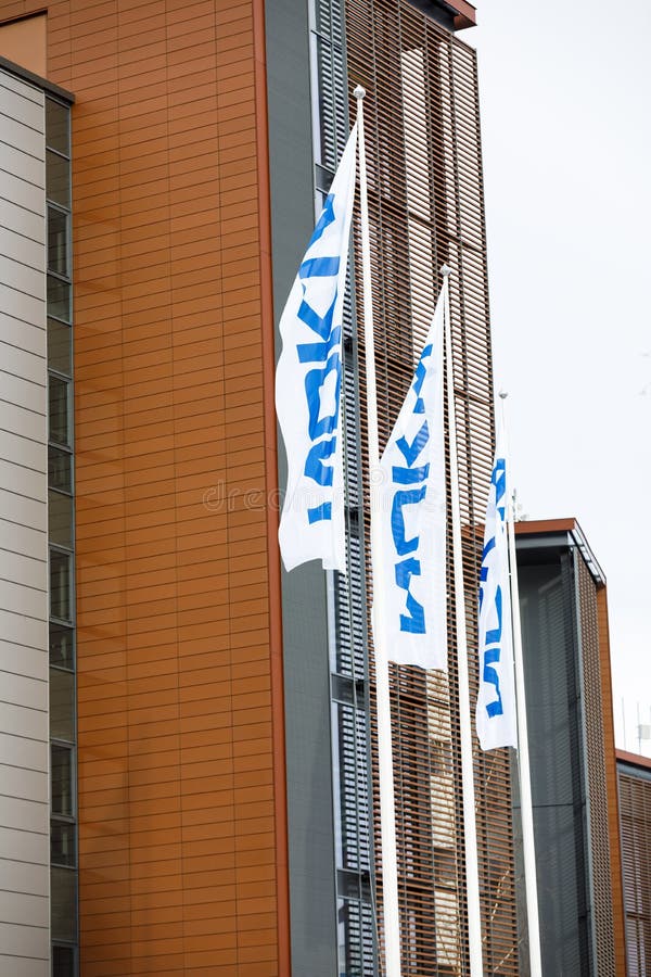 Nokia Flags Wave in the Wind Editorial Stock Photo - Image of glass ...