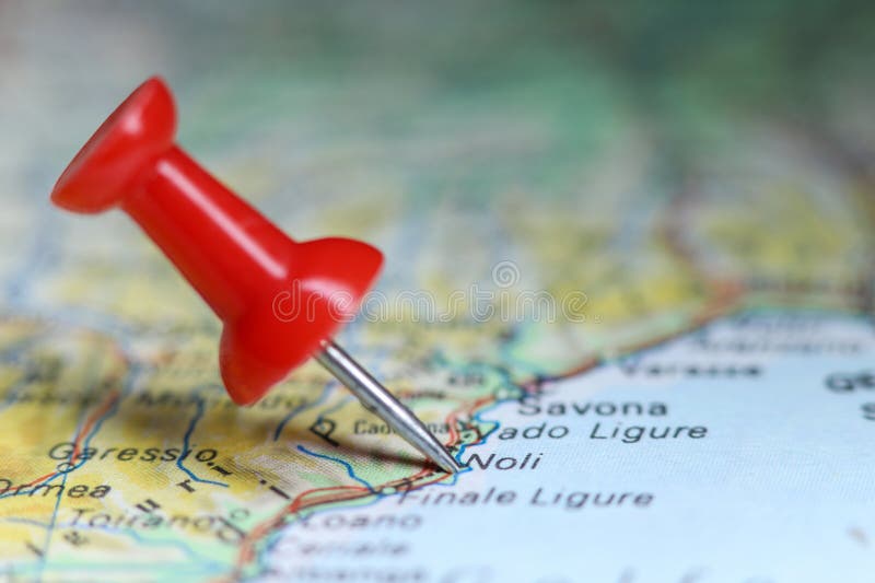 Noli, Italy pin on map stock image. Image of explore - 367778023