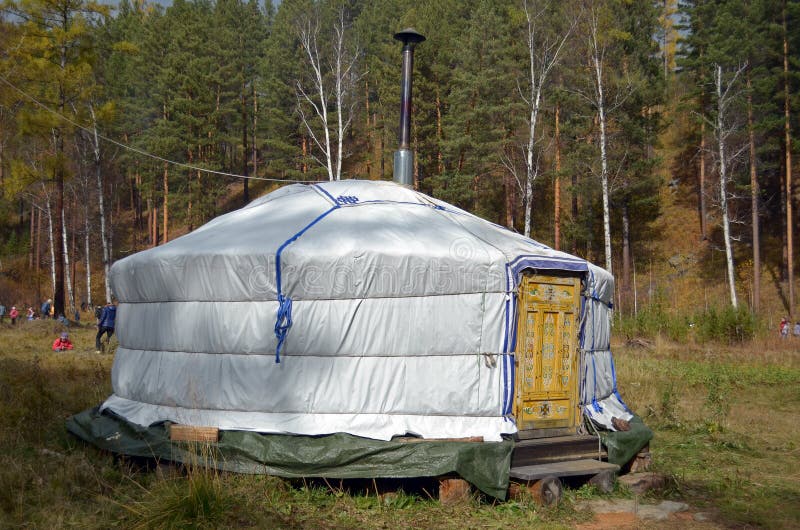 Nomadic Yurt for Tourists on Hiking Trail Camp in Autumn Stock Image ...