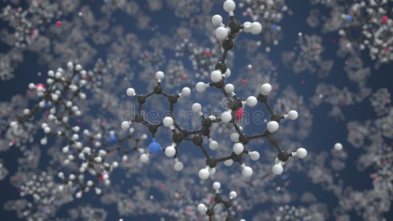 Molecular 3d Balls Rotate in Liquid. Motion. 3D Molecules Move in Flow ...