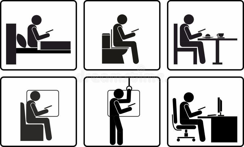 Nomophobia Or Mobile Phone Addiction Concept, Icon Dark. Smartphone ...