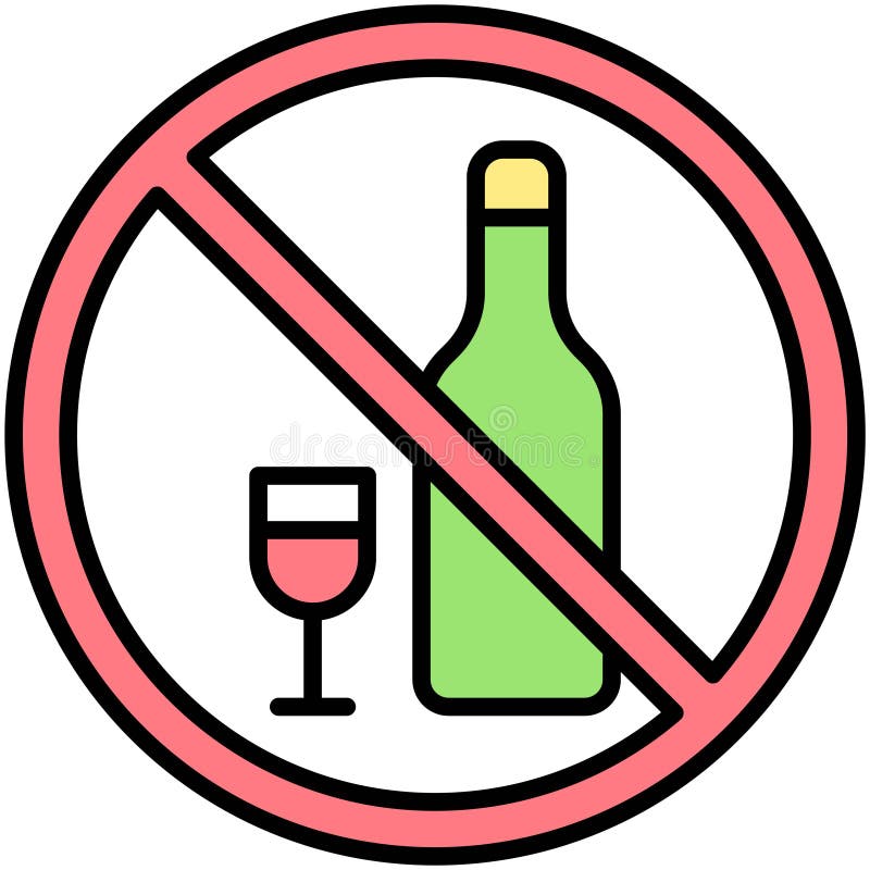 Non Alcohol Icon, Prohibition Sign Vector Illustration Stock Vector ...