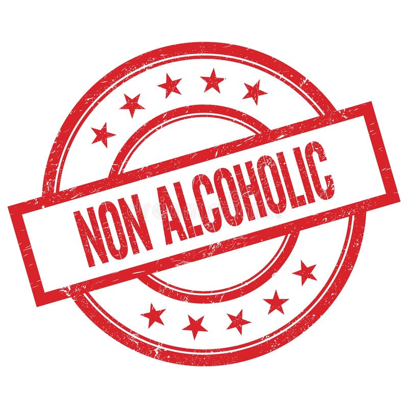 NON ALCOHOLIC Text Written on Red Vintage Round Stamp Stock ...