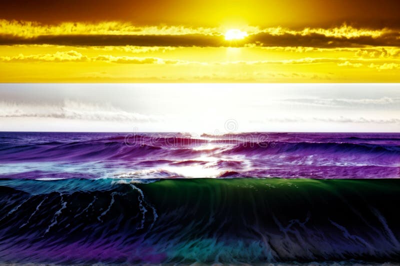 Non-binary Flag Seascape Yellow White Purple Black Creative Realization ...