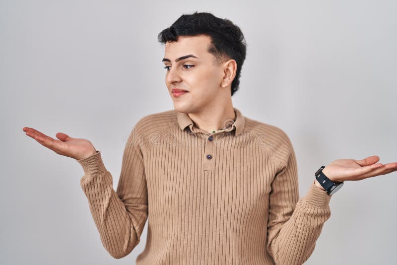 Non Binary Person Standing Over Isolated Background Smiling Showing ...