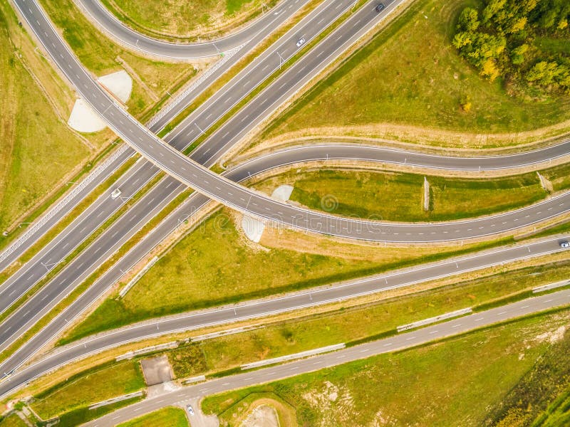 Non-collision Intersection Seen from a Bird`s Eye View. Stock Photo ...