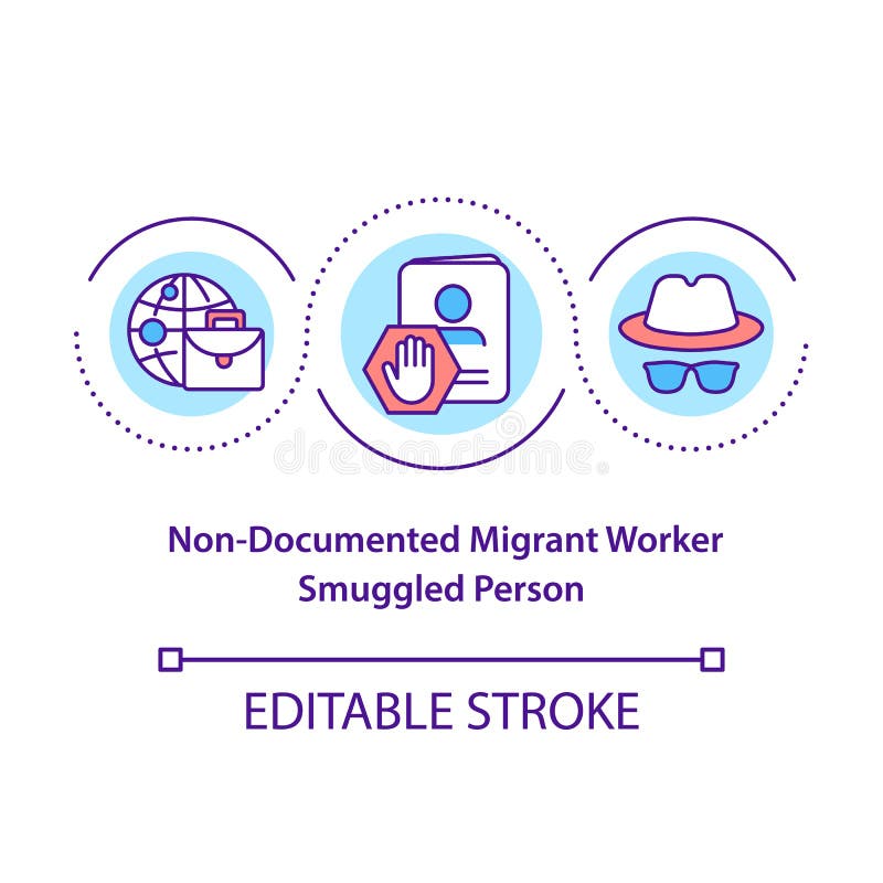 Non Document Migrant Worker, Smuggled Person Concept Icon Stock Vector ...
