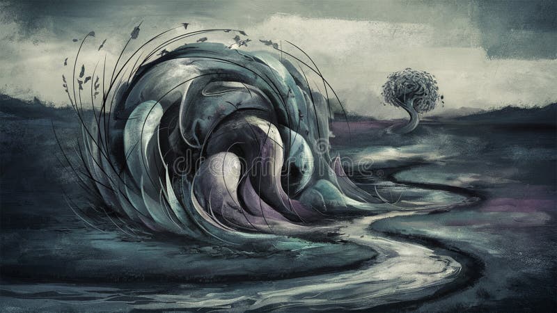 An Emotionally Evocative Abstract Artwork, Using a Somber and Muted ...