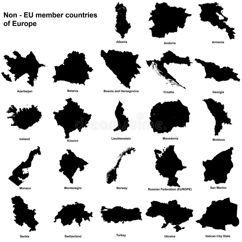 Non EU European Countries Silhouettes Stock Illustration - Illustration ...
