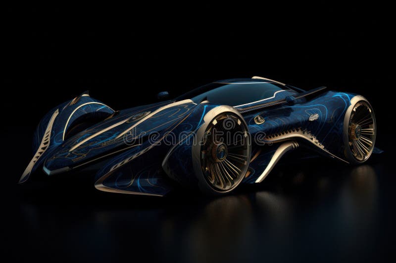 Non-existent Car of the Future with Streamlined Shapes Made of Gold and ...