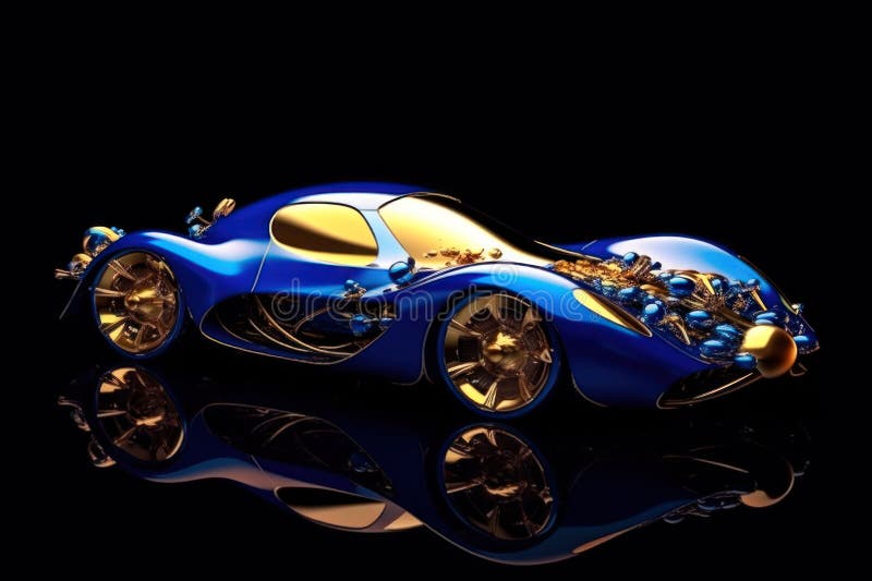 Non-existent Car of the Future with Streamlined Shapes Made of Gold and ...