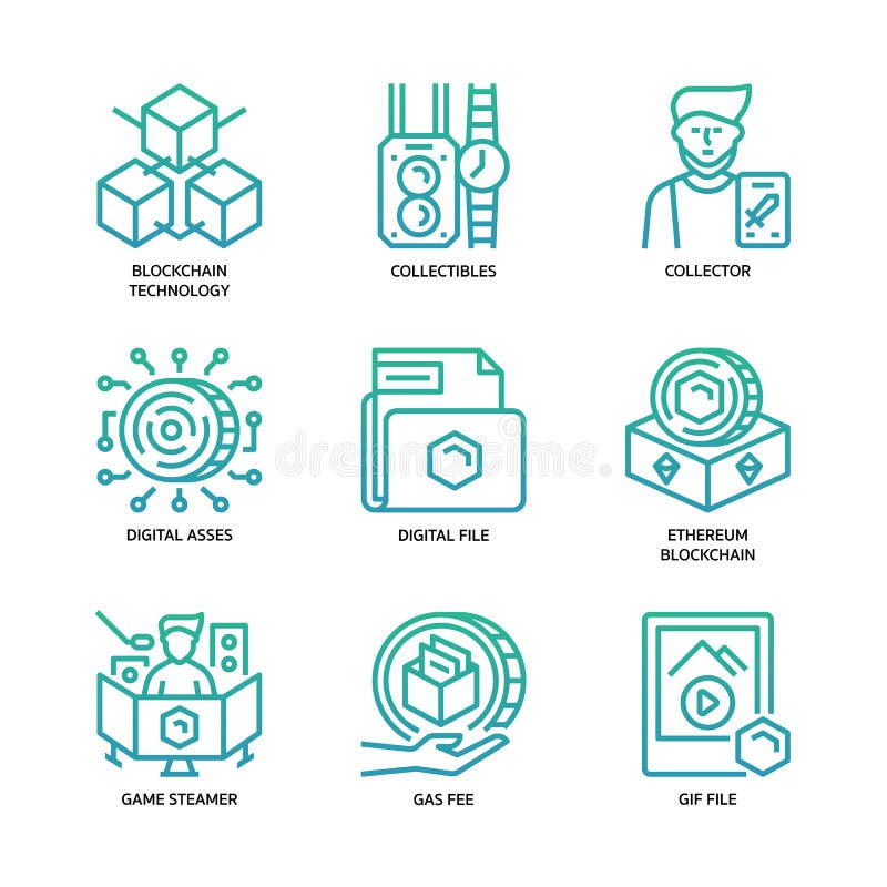 Non-Fungible Token Icon Set Stock Vector - Illustration of icon ...