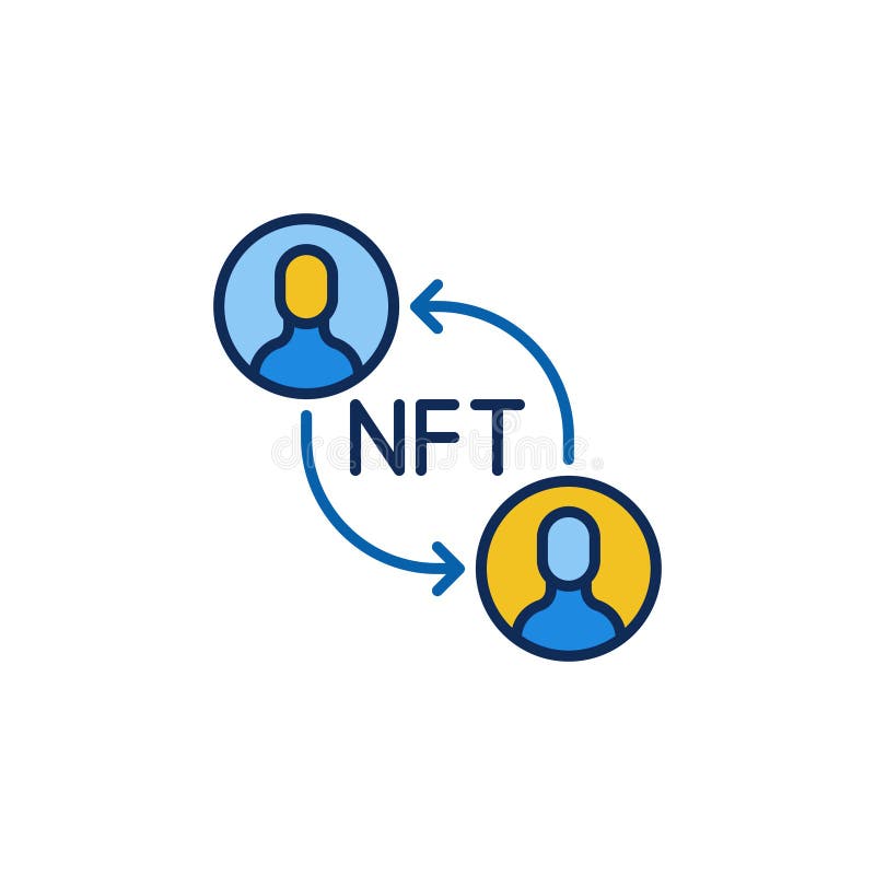 Non-Fungible Token Transfer or NFT Purchase Vector Colored Icon Stock ...