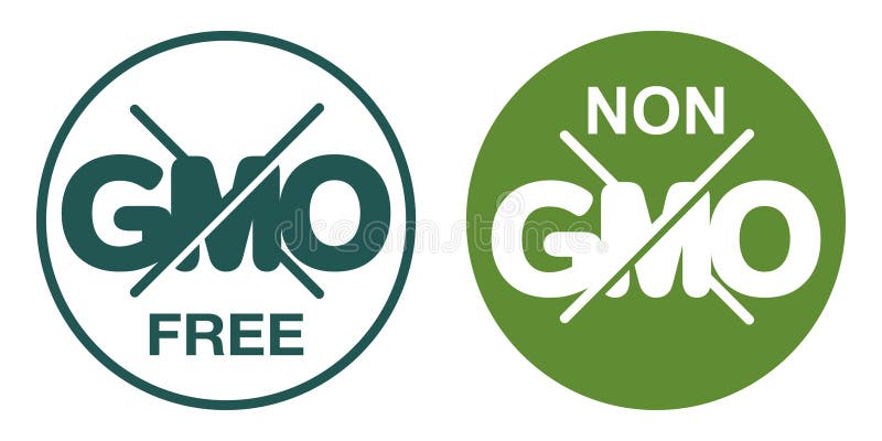 Non-GMO Flat Isolated Label with Leaf Stock Illustration - Illustration ...