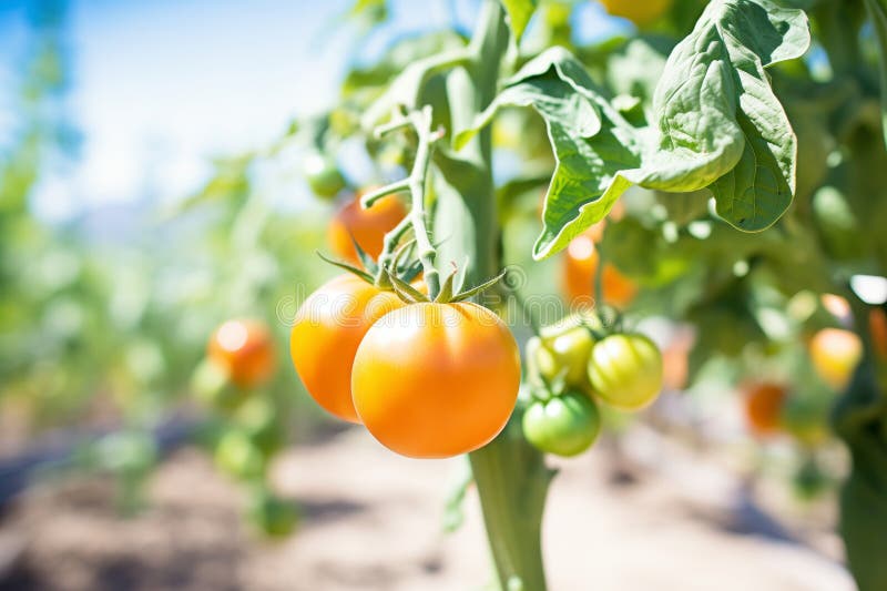 Non-gmo Tomatoes on the Vine, Ripe and Ready for Harvest Stock Image ...