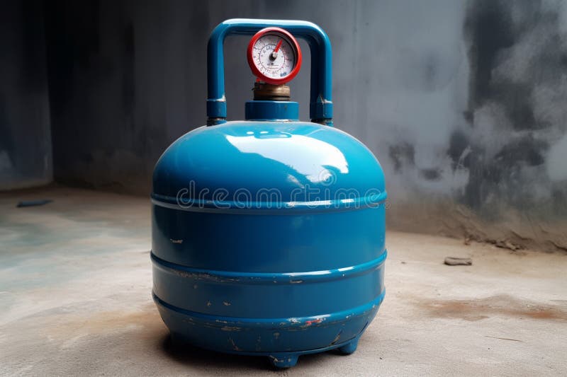 Non Operational Blue LPG Cylinder in a Quiet State Stock Illustration ...