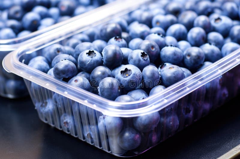 Non-organic Blueberries in a Supermarket Plastic Tray Stock ...