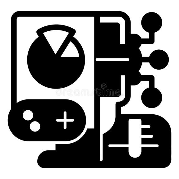 Non Player Character Bot with Game Joystick Solid Icon, Neural Network ...