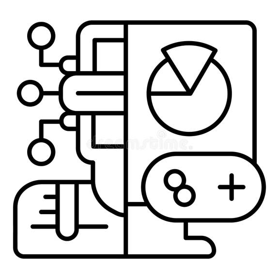 Non Player Character Bot with Game Joystick Thin Line Icon, Neural ...