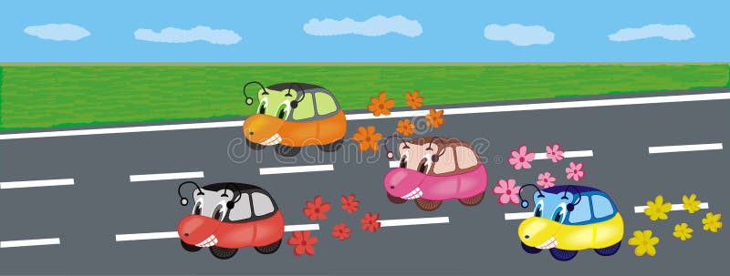 Non-polluting Cars on Highway Stock Vector - Illustration of ecology ...