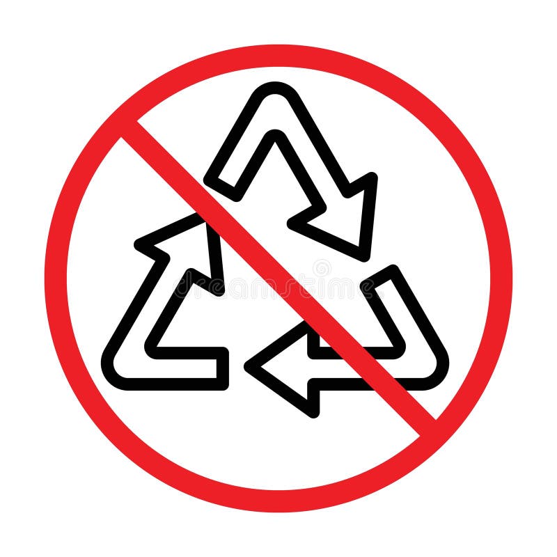 Non Recyclable Icon Linear Logo Mark in Black and White Stock Vector ...