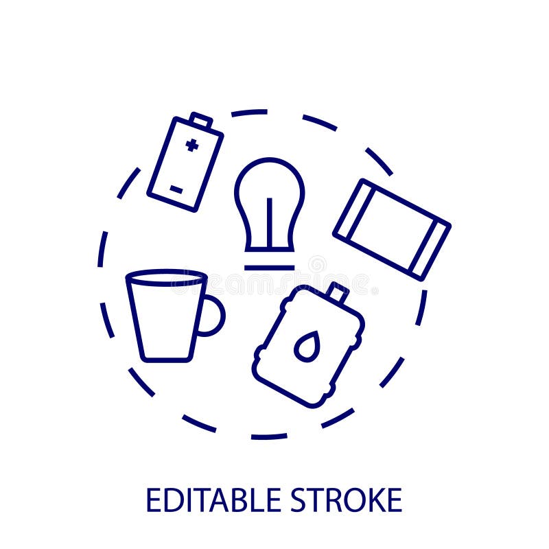 Non Recyclable Waste Concept Circle Icon. Types of Garbage. Editable ...