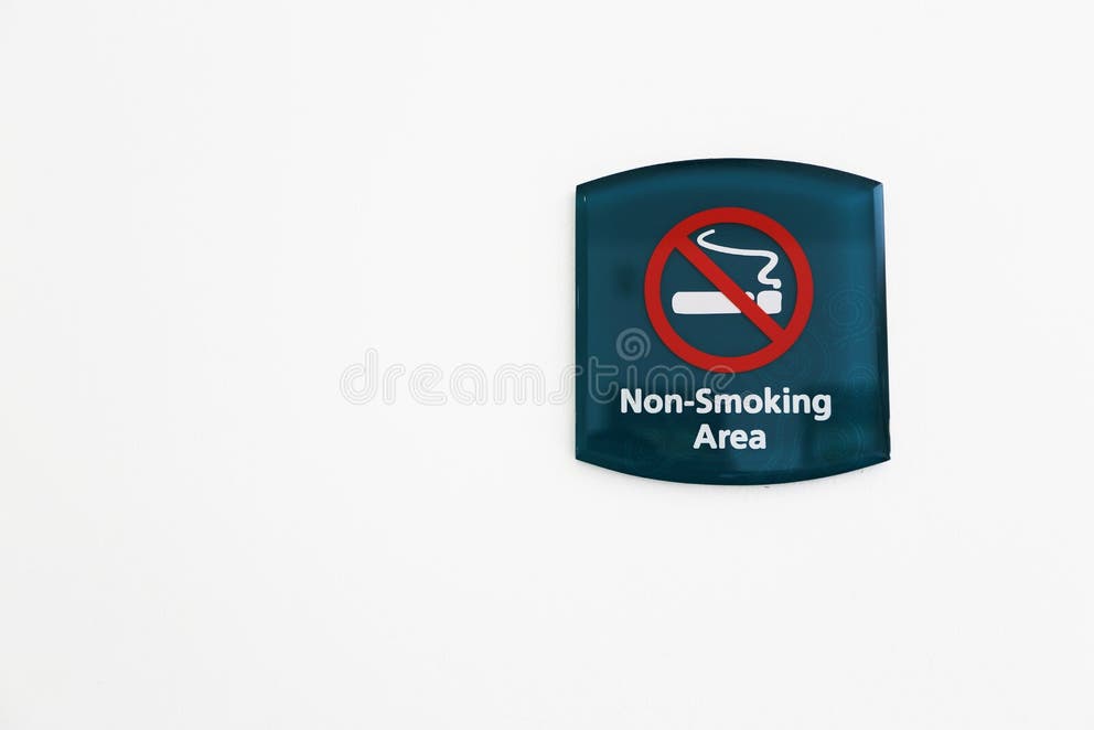 Non Smoking Sign on White Wall Stock Image - Image of information ...
