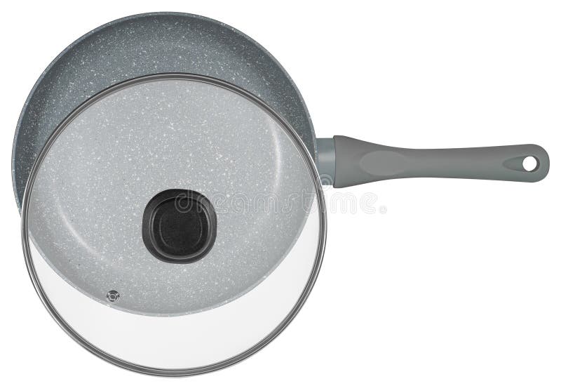 Non-stick Ceramic Frying Pan with Glass Lid, White in Insulation Stock ...