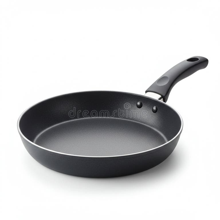 Non-stick Frying Pan with a Smooth Black Surface, Featuring a Rounded ...