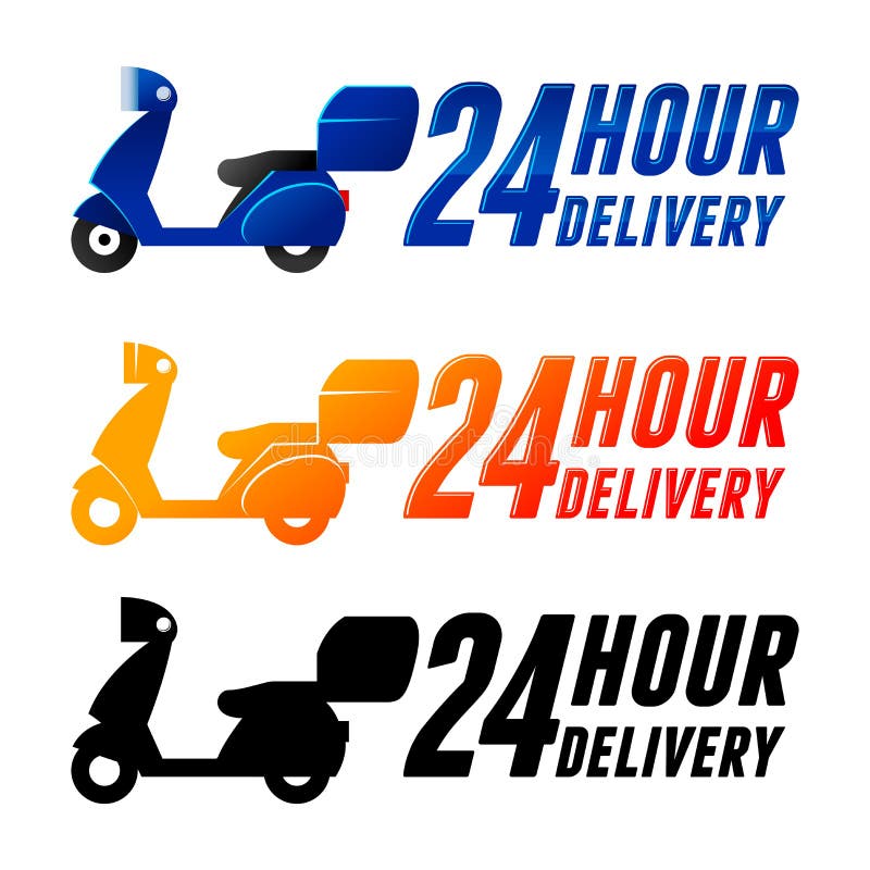 Non Stop Delivery Service with Scooter Stock Vector - Illustration of ...