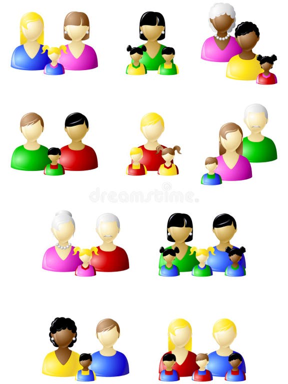 Non-traditional Families Icon Set Stock Vector - Illustration of ...