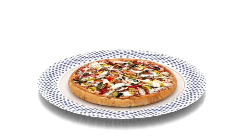 Non veg pizza in plate stock illustration. Illustration of american ...