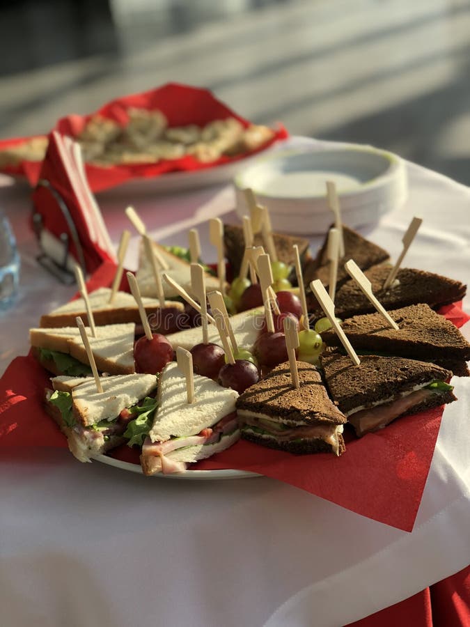 Nonalcoholic Buffet Table with Light Snacks and Canape Stock Photo ...
