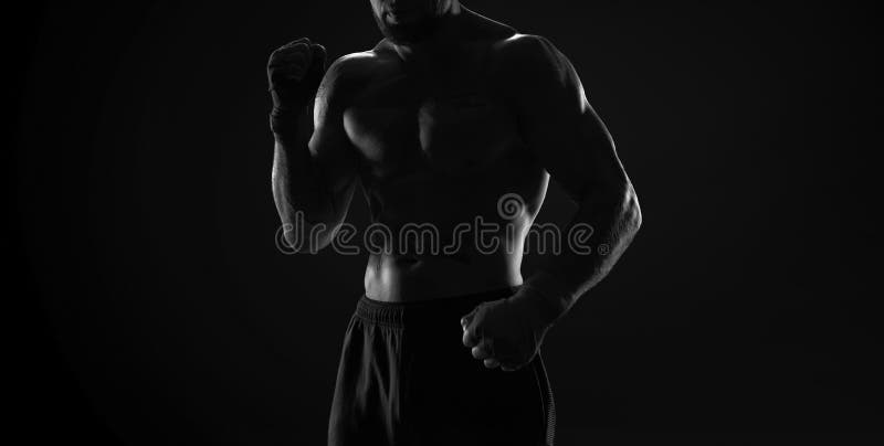 Noname Image of a Kickboxer on a Dark Background. the Concept of Mixed ...