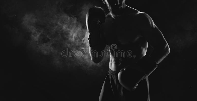 Noname Image of a Kickboxer on a Dark Background. the Concept of Mixed ...