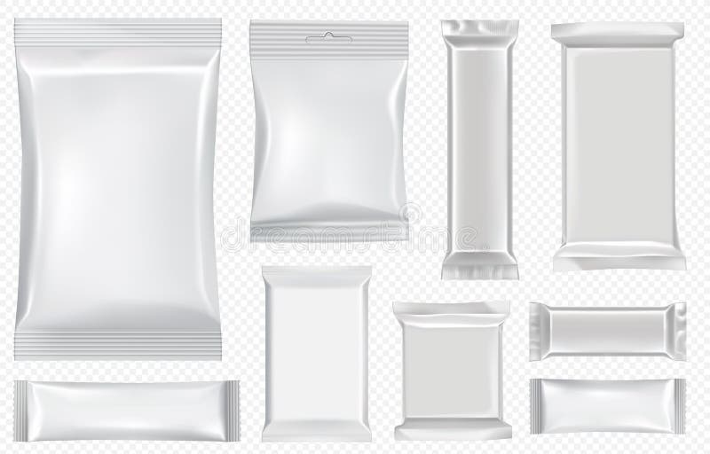 Blank White Snack Bar Wrapper Mockup Flow Pack Template Ilustrações ...