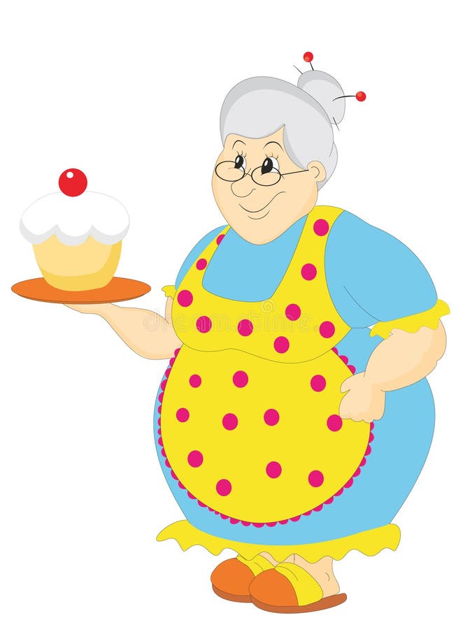 Nonna con la torta illustrazione vettoriale. Illustrazione di fumetti ...