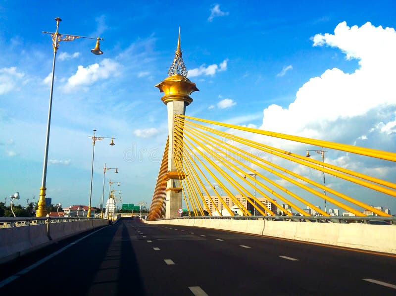 Nonthaburi bridge stock photo. Image of construction - 49134384
