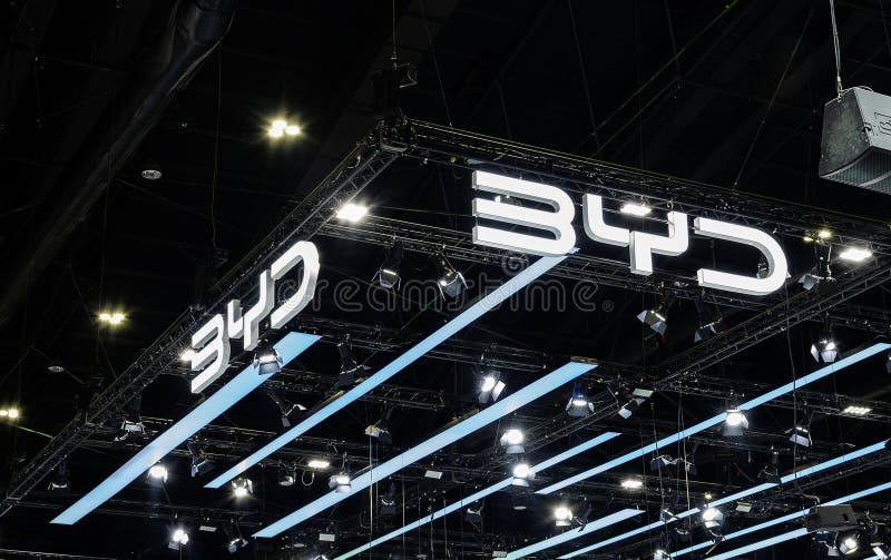 Hanging Billboard with Logo BYD Editorial Stock Photo - Image of banner ...