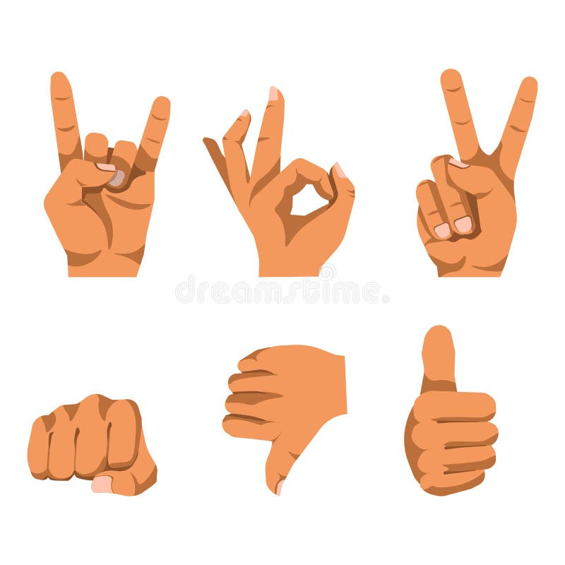 Nonverbal Communication by Hand Gesturing Set on White Stock Vector ...