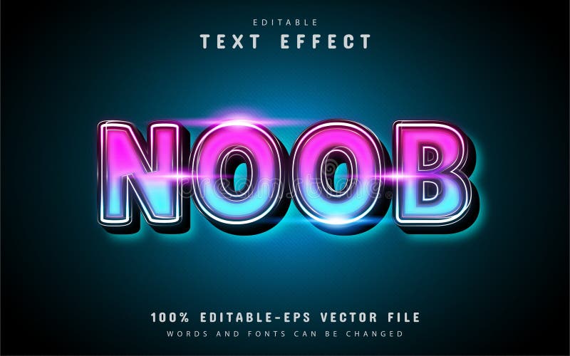 Noob glowing text effect stock vector. Illustration of font - 255930484