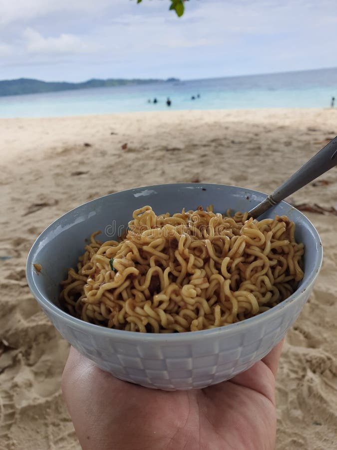 Noodle in a beach stock photo. Image of dish, fruit - 222502018
